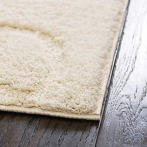 Rugs.com Botanical Shag Collection Rug – 5' x 8' Ivory Shag Rug Perfect for Living Rooms, Large Dining Rooms, Open Floorplans