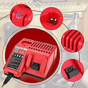 2Pack 6.0Ah 48-59-1850 Battery Replacement for Milwaukee M18 Battery and Charger Compatible with Milwaukee 18V Battery 48-11-1852 48-59-1850 48-11-1850 and Replacement Milwaukee M18 Battery Charger