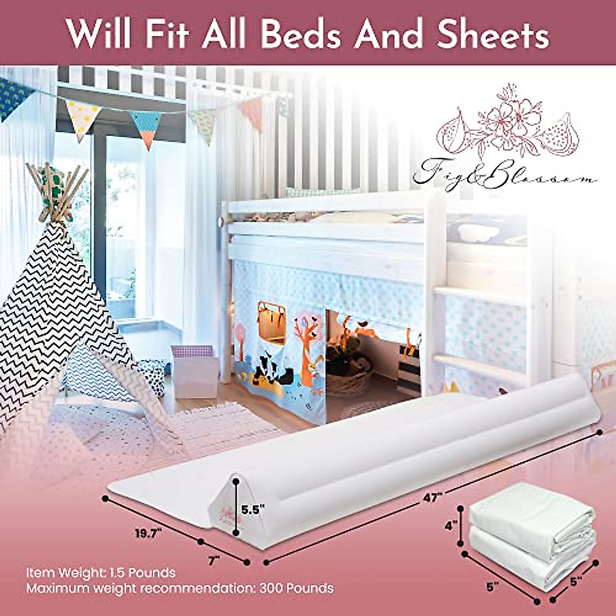 [2-Pack] Inflatable Bed Rail with Pump for Toddlers, Kids, Adults, Elderly - Travel Bed Bumpers for Toddlers and Kids - Blow-up Bed Bumper with Safety Flap - King, Queen, Full, Twin Bed Safety Guard