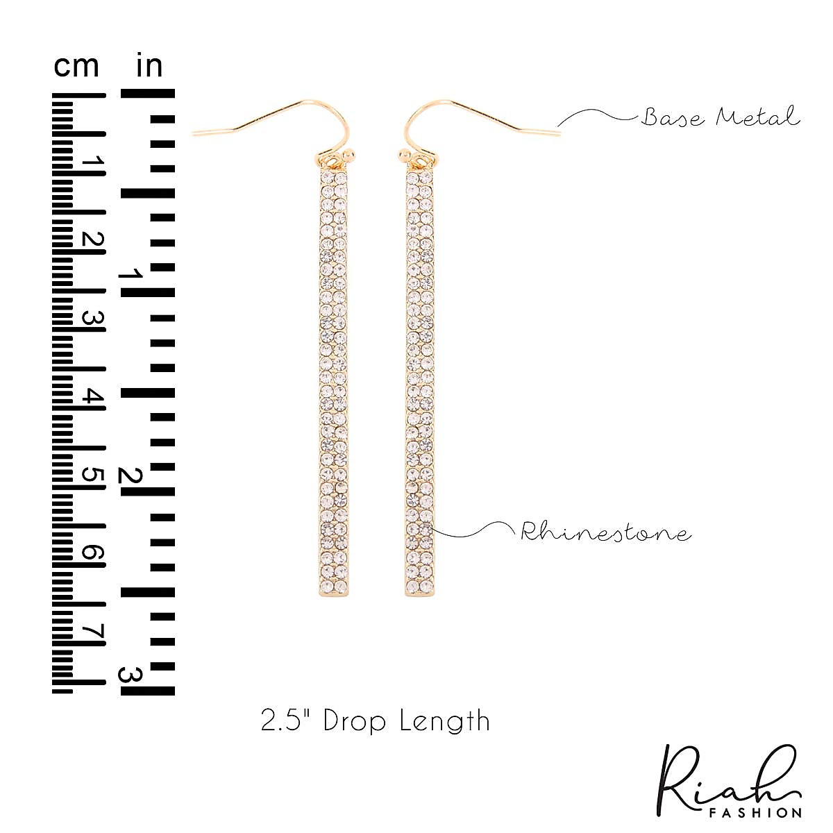Sparkly Rhinestone CZ Lightweight Geometric Bar Statement Earrings - Multi Cubic Crystal, Acrylic Pearl Vertical Drop Dangles (Vertical Bar Drop - Silver Crystal)