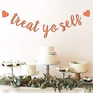 Rose Gold Treat yo self Banner-Dessert/Ice Cream/Popcorn Table Decorations-Home Party Supplies