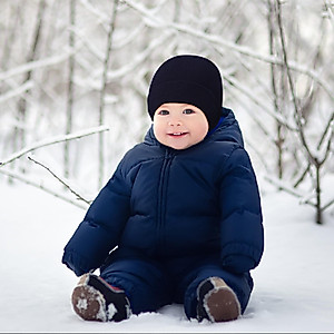 SATINIOR 4 Pieces Baby Beanies Toddler Beanie Hat for Boys Girls Winter Spring Warm Cute Infant Cozy Hat 0-36 Months(Beige, Navy Blue, Army Green, Gray)