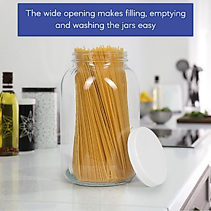 Haneye 2 Pack 1 Gallon Wide Mouth Glass Jars, Large Mason Jars Gallon Jars with White Plastic Lids, Clear Jar for Fermenting Kombucha Pickling Dry Food Storage