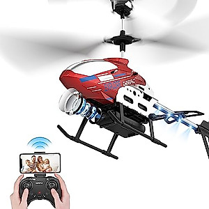 DEERC Remote Control Helicopter W/ 1080P HD Camera, RC Helicopters W/FPV Live Video, LED Lights, Altitude Hold, Gyroscope, 2.4GHz Toy for Boys Girls