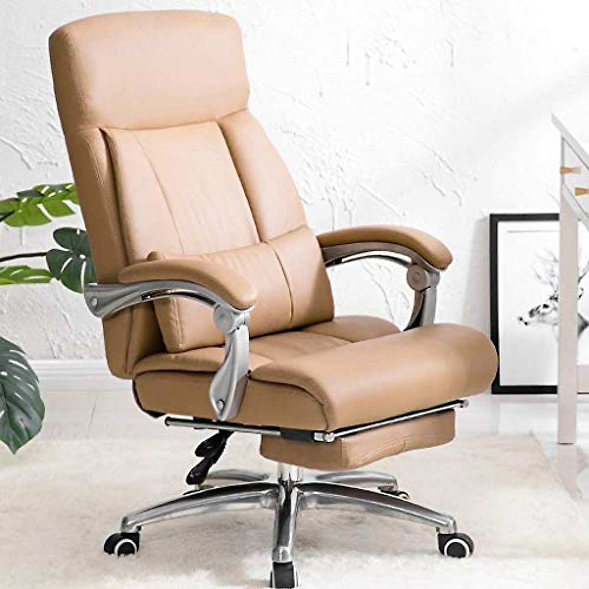 ZLBYB Furniture Series Big Rated Black Leather Executive Swivel Ergonomic Office Chair with Extra Wide Seat