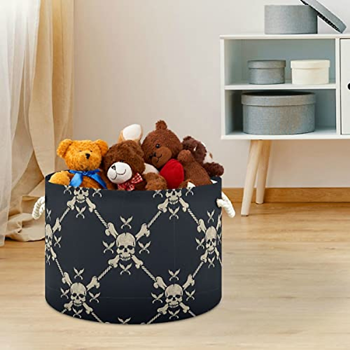 Pirate Skulls Large Storage Basket for Toys Storage Bin Box Organizer Basket for Laundry Hamper, Kid's Room, Baby & Dog Toy