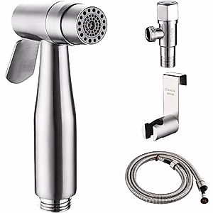 Toilet Shower Kit 2 Functions Supercharge Handheld Bidet Sprayer 304 Stainless Steel Hand Shower Brushed Bidet Toilet Sprayer Suitable for Bathroom