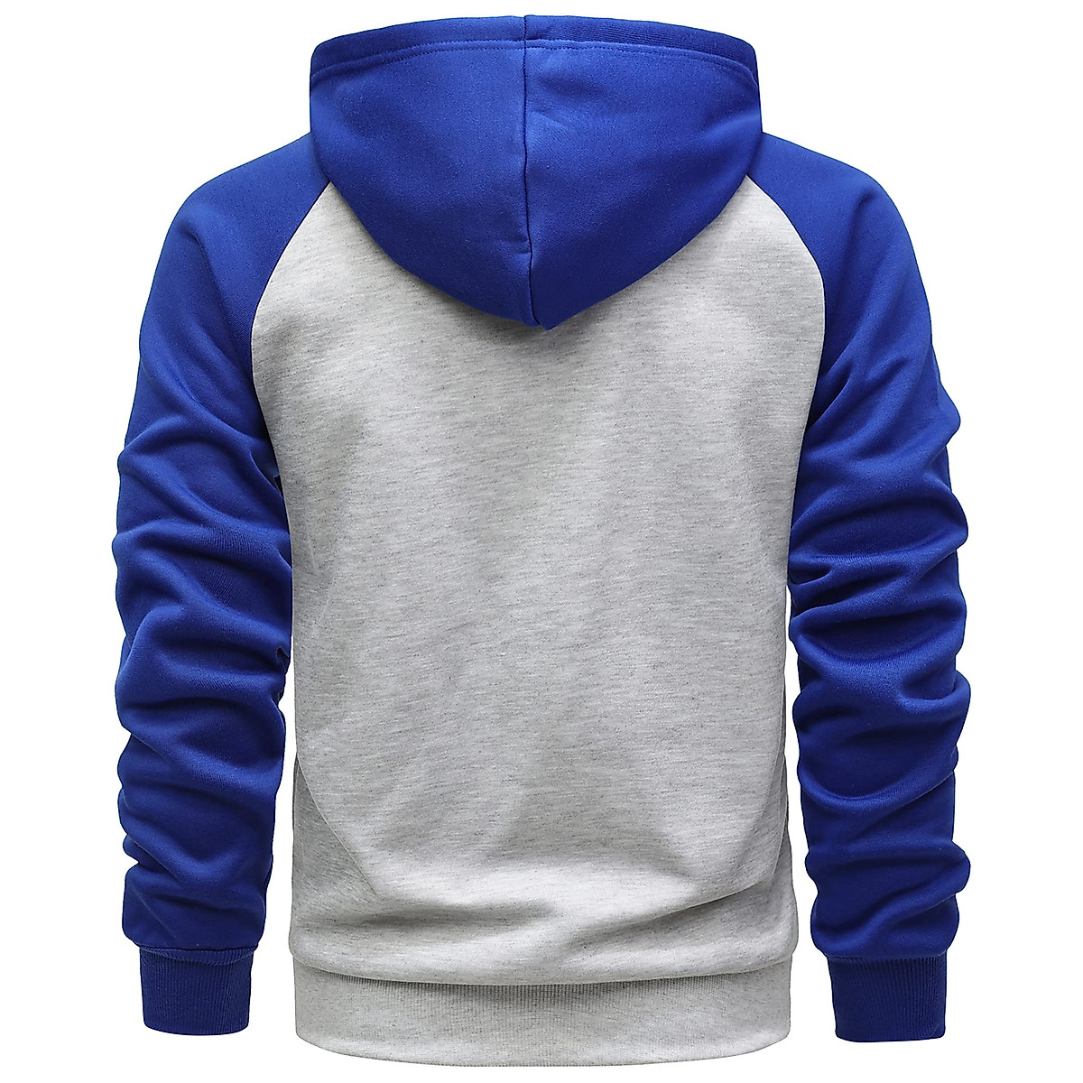 GXAMOY Men's Novelty Color Block Pullover Fleece Hoodie Casual Hooded Sweatshirts Full Zip Jacket with Pocket Sky Blue Gray(A06) M