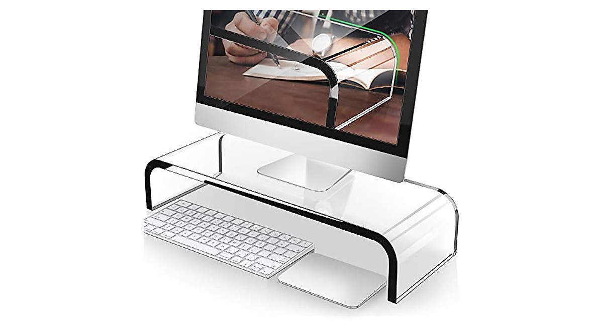 AboveTEK Acrylic Monitor Stand, Premium Large Monitor Riser 20 inch ...