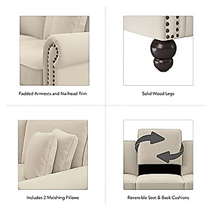 Bush Furniture Coventry Loveseat, 61W, Cream Herringbone Fabric