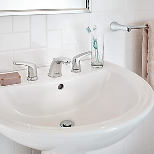 American Standard 7075800.002 Colony Pro 8 in. Widespread 2-Handle Low-Arc Bathroom Faucet with Pop-Up Drain Assembly, 1.2 GPM, Polished Chrome