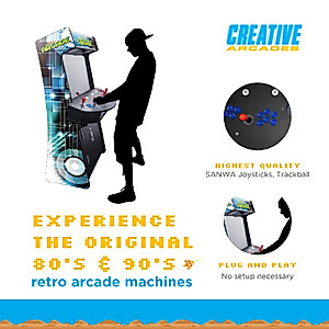 Creative Arcades Slim Full Size Stand-Up Commercial Grade Arcade Machine | 4 Player | 4500 Games | 32" LCD Screen | 4 Sanwa Joysticks | Trackball | 2 Stools Included | 3 Year Warranty