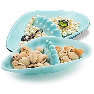 Old & Bold 2 PC Boomerang Bowl - Retro Vintage Funky Eclectic Home Decor - Sunflower Seeds Dish - Trinket Tray (Blue - Turquoise Teal)