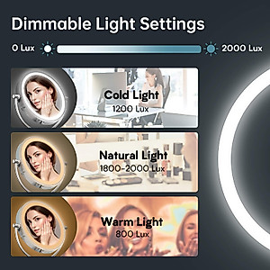 Gospire 8'' Lighted Makeup Mirror with Double Sided 1X/10X Magnification, [54 LED Lights & 3 Color Lighting & Adjustable Brightness] Touch Control Cosmetic Mirror [Rechargeable] Vanity Mirror