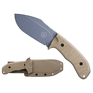 Off-Grid Knives - Alpha-Dog Coyote, Heavy Duty Fixed Blade Knife, 5mm Thick CRYO D2 Blade Steel, Full Tang, G10 Scales & XL Handle (Coyote)