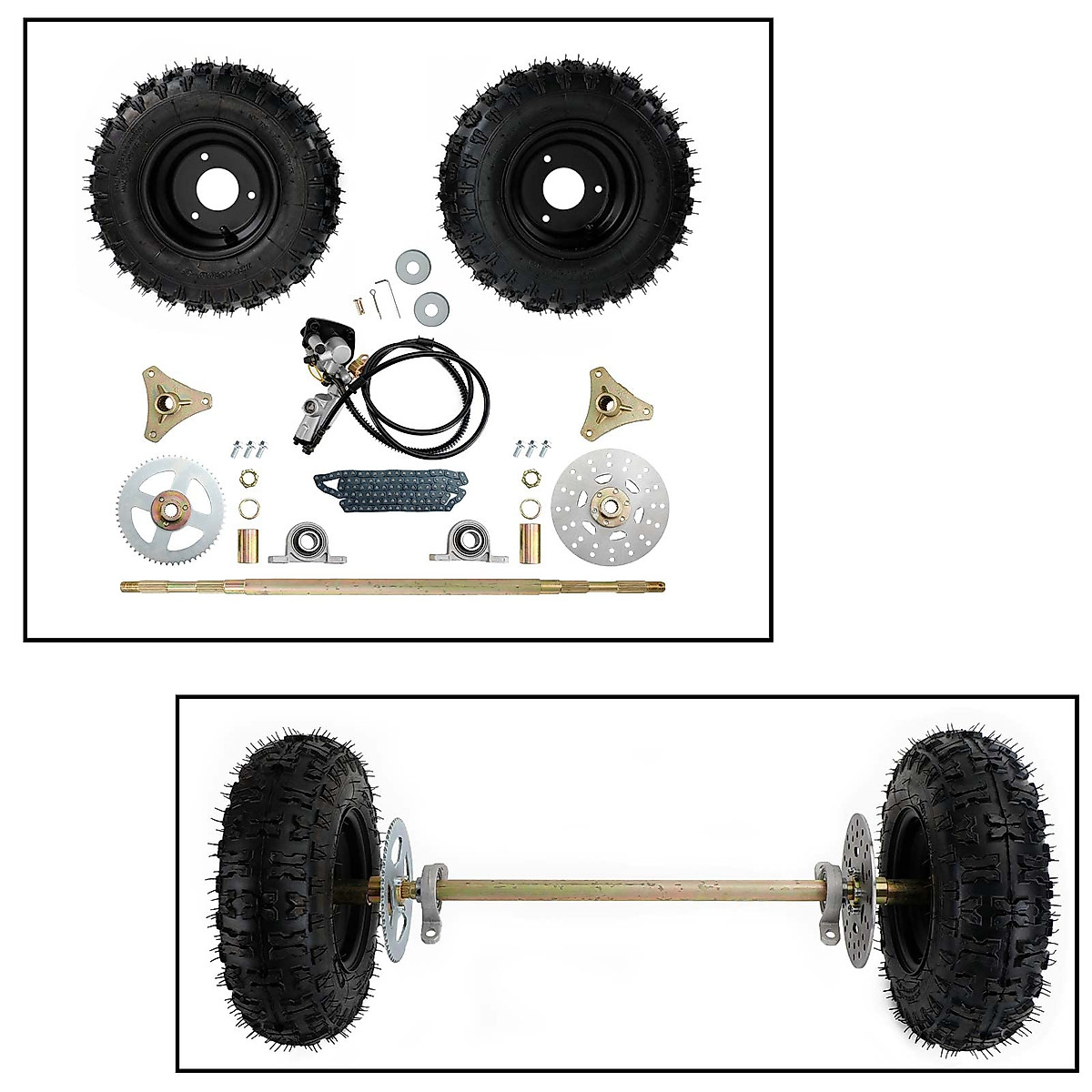 Bruce & Shark 29" Rear Axle Assembly Complete Wheel Hub Kit for Go Kart Quad Trike Drift Bikes go kart wheels go kart rear axle kit