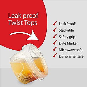PLASTICPRO 12 Pack Twist Cap Food Storage Containers with Clear Screw on Lid- 16 oz Reusable Meal Prep Containers - Freezer and Microwave Safe Clear Plastic Food Storage