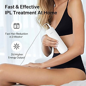 Ulike Laser Hair Removal for Women and Men, Air 3 IPL Hair Removal with Sapphire Ice-Cooling System for Nearly Painless & Long-Lasting Result, Flat-Head Window for Body & Face at-Home Use, White