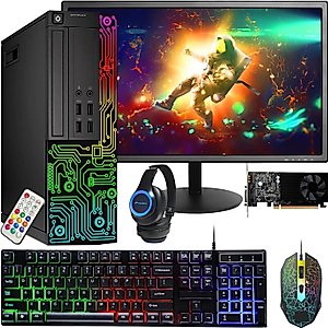 Dell RGB Gaming Desktop Computer PC, Intel Core i5, GeForce GT 1030 2GB GDDR5, 16GB RAM, 512GB SSD, 24 Inch HDMI Monitor, RGB Keyboard Mouse and Headset, WiFi, Windows 10 Pro (Renewed)