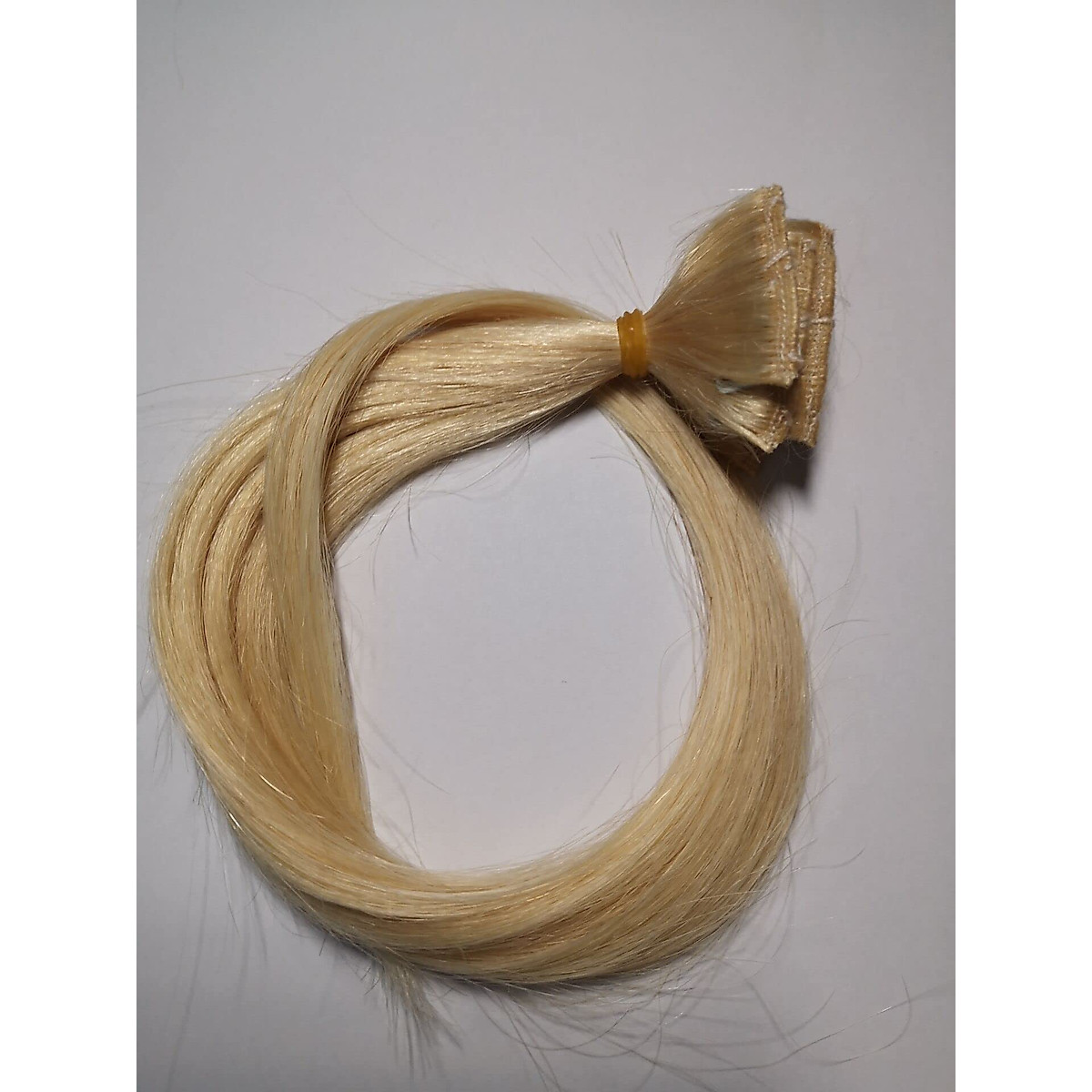 18 Inch High light Clip in Human Hair Extensions 100% Straight Clip on Party Highlights Colored Hair Extensions 6 Pieces/set (Bleach Blonde)