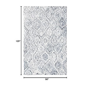 SAFAVIEH Ikat Collection Area Rug - 8' x 10', Silver & Grey, Handmade Wool, Ideal for High Traffic Areas in Living Room, Bedroom (IKT631G)