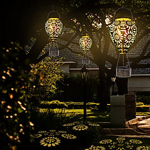 Venniy Solar Hot Air Balloon Lantern, Hanging Solar Lantern Outdoor Waterproof Decorative Metal LED Lantern Solar Lights for Trees Patio Garden Yard Porch Decor, Multi-Color