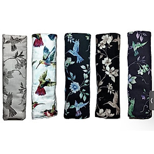 Purple Hummingbird Universal Car Seat Belt Cover, Floral Green Vine Leaf Butterfly Snap Cushion Seatbelt Shoulder Strap Neck Pad, Padded Soft Quilted 100% Cotton More Comfortable Driving, Made in USA