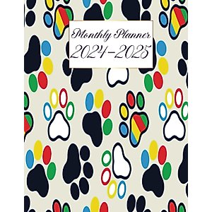 2024-2025 Monthly Planner: Two Year Schedule Organizer (January 2024 through December 2025) / A4 size, elegant dog paw print cover