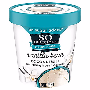 So Delicious Dairy Free Coconut Milk Frozen Dessert, Vanilla Bean, No Sugar Added, Vegan, Non-GMO Project Verified, 1 Pint