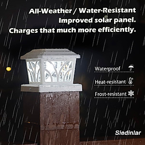 SIEDiNLAR Solar Post Cap Lights Outdoor, Aluminum Glass 2 Modes Edison LED Bulbs for 4x4 5x5 6x6 Vinyl Wooden Posts Deck Fence Patio Decor, Warm White/Cool White Lighting 6 Pack (White)