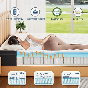 ELEMUSE Queen Mattress 10 Inch Cooling Gel Memory foam Mattress, CertiPUR-US® Certified Breathable Bed in a Box for Pressure Relief, Fiberglass-Free