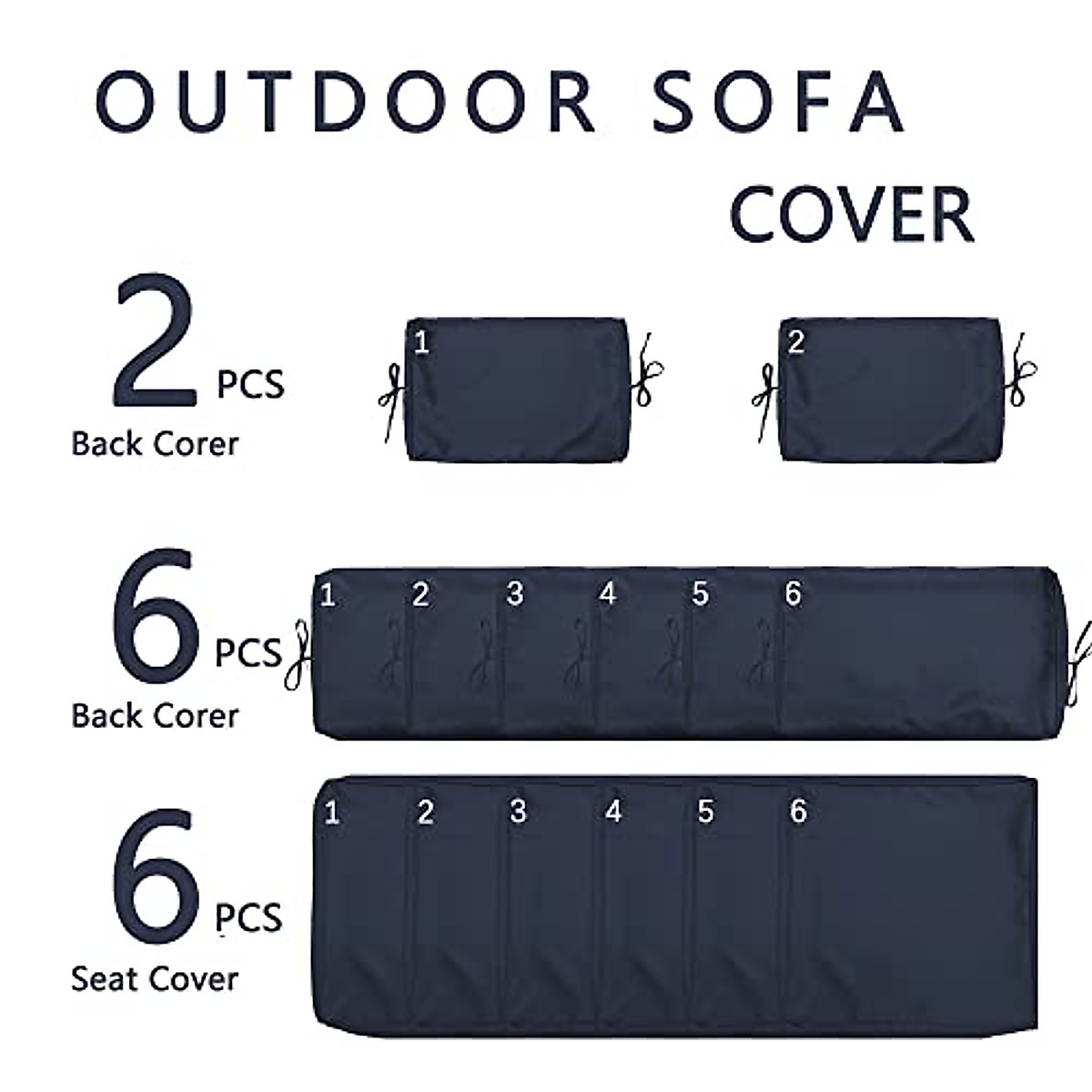 Kimunuk Outdoor Patio Cushion Cover Replacement, Outdoor Cushion Slipcovers for Outdoor Furniture Patio Sofa Couch Outside Zipper Design w/6 Seat Cushion Covers and 8 Backrest Pillow Covers
