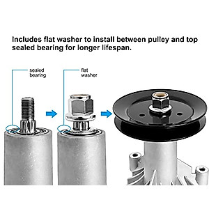 Replacement 130794 Spindle 153535 Pulley Compatible with Craftsman Mower - Spindle Assembly with Pulley Compatible with Craftsman LT1000 LT2000 DYT4000 42" Deck Tractor, HU, Poulan Pro Riding Mower