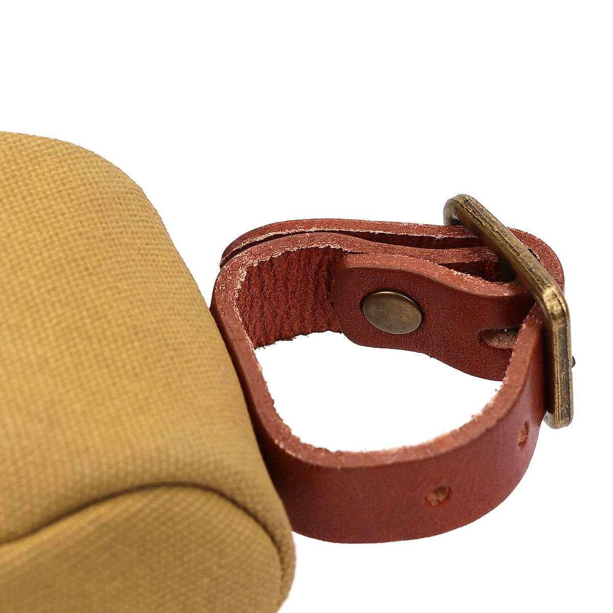 TOURBON Canvas and Leather Strap-On Bike Saddle Bag Bicycle Seat Pack Bag (Khaki)