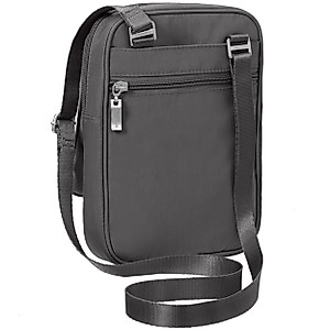 Baggallini Journey Crossbody Bags for Women 9x6" Small Lightweight Nylon Zipped Travel Safe Handbag Phone Passport Purse W/Rfid, Charcoal