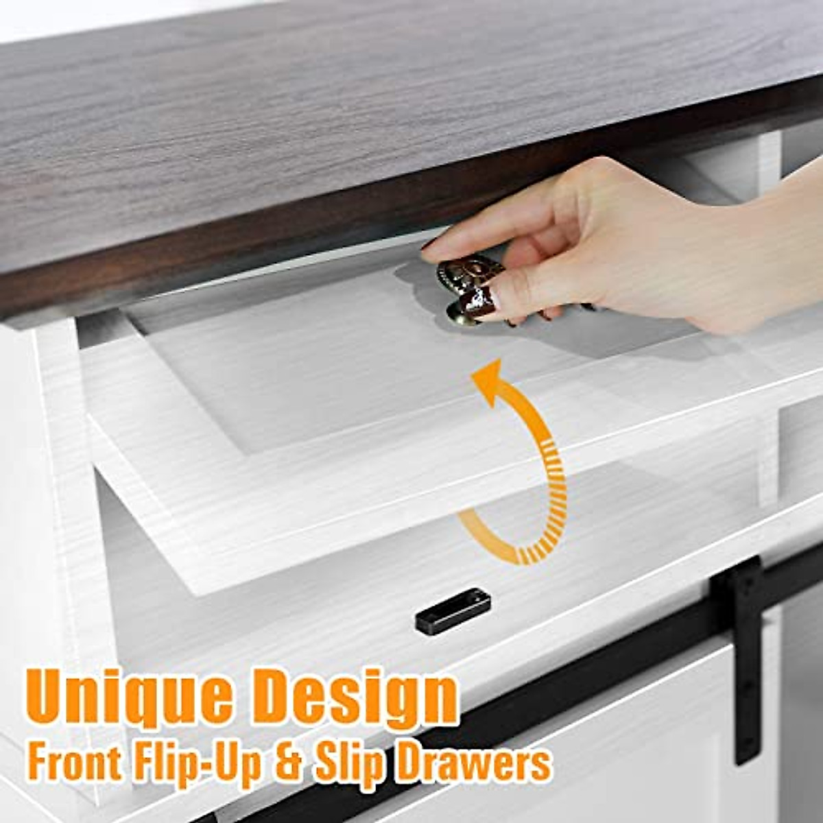 LGHM Entertainment Center, White TV Stand for 65 inch TV, 58" Farmhouse TV Stand with Sliding Barn Door, Tall TV Console and Ideal Media Storage with Flip Drawers for Living Room