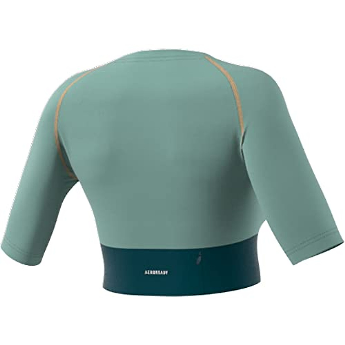 adidas Women's Sportphoria Short Sleeve Crop AEROREADY, Hazy Green/Wild Teal, X-Large