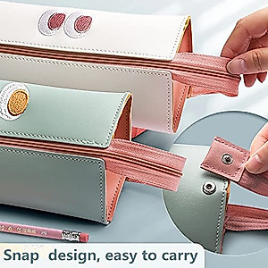 LELEBEAR Folding Cute Pencil Case Zipper Large Capacity can Holds 50 Colored Pencils with Handle Strap Pen Bag Stationery Organizer for Girls&Boys School Supplies