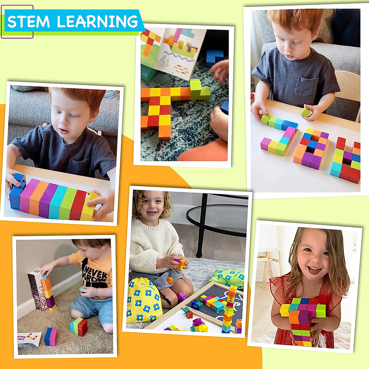 BrainSpark Digit Blocks 48 Pieces Black White and Grey Magnetic Cubes Building Set, Magnetic Blocks for Kids