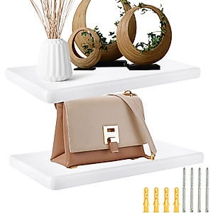 LDHHYH 2 Pack 12 x 8 Inch Floating Shelves for Wall, White Solid Wood Wall Shelf, Small Wall Mounted Floating Shelves for Bathroom, Living Room, Bedroom, Kitchen, Home Decor