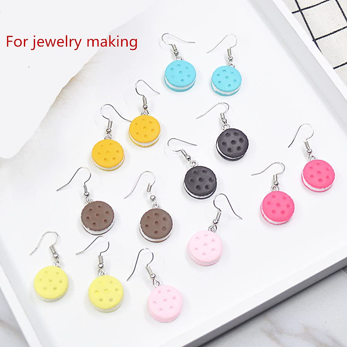 Ximkee Assorted 30Pcs Cute Slime Charms Beads Cookies Donut Macaron Dessert Resin Charms Slices Flatback Buttons for Jewelry Making Handicraft Accessories Scrapbooking Phone Case Decor (binggan)