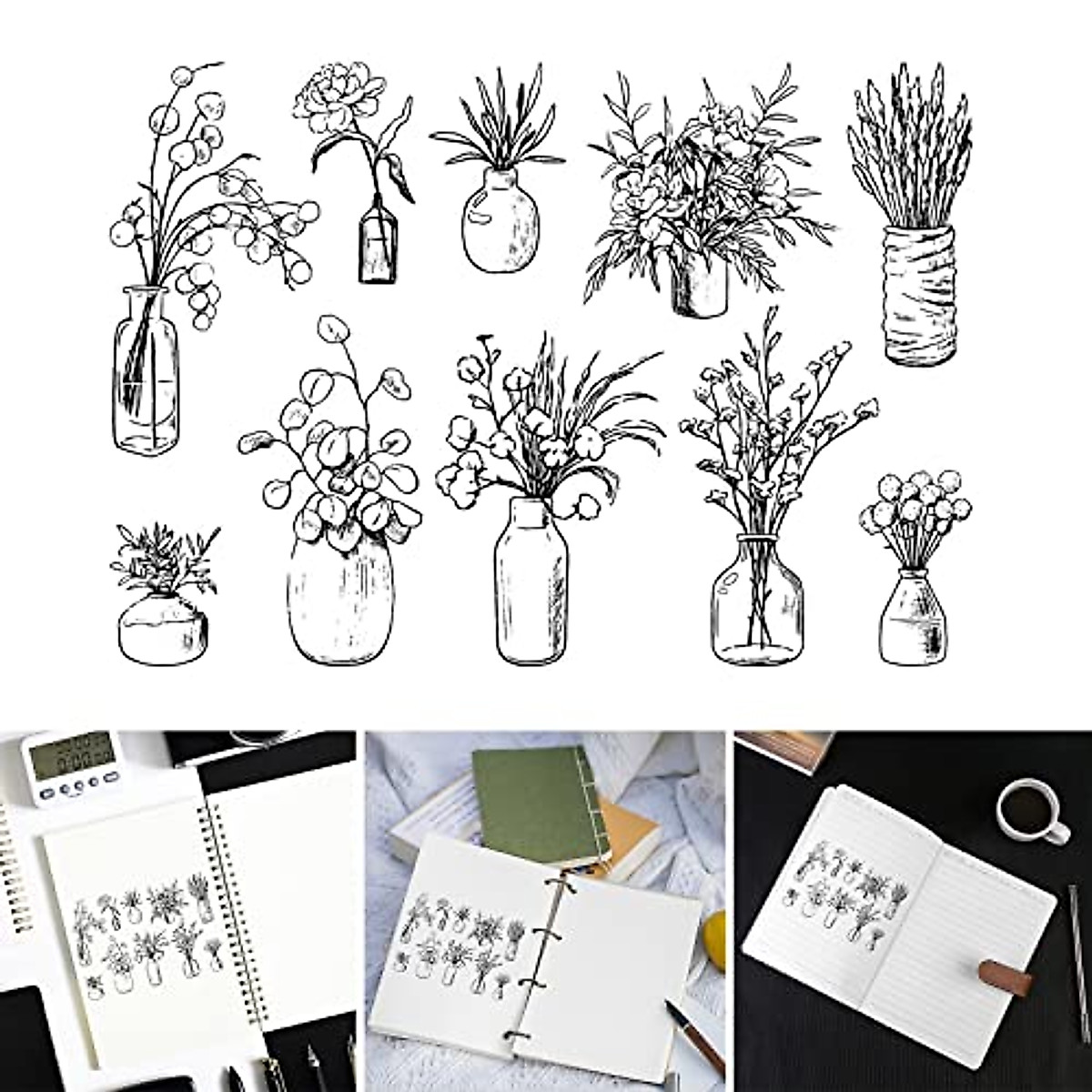 Flower Pot Silicone Clear Stamps for Card Making Scrapbooking Embossing DIY Craft Album Decoration Rubber Seal Stamps Silicone Stamps