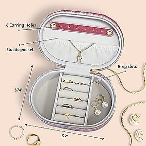 Initial S Oval Velvet Travel Jewelry Box for Girls, Jewelry Holder Organizer - Birthday Gifts for Women, Women Gifts for Christmas - Gifts for Her Friends Female Mom Sister Coworker Bridemaids Wife