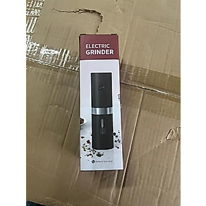 Syaws Electric Pepper and Salt Grinder 1 Pack,Battery Powered Pepper Grinders,Automatic Pepper Mill with LED Light,Adjustable Coarseness One-Hand Operation(Single Black-Battery Operated)