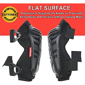 CUTTEREX FLAT Knee Pads for All Kneeling Works, Professional Knee Cushions, Heavy Duty and Protection Design Knee Pad for Flooring, Gardening, Comfortable and Durable, Anti-Skid and Adjustable Clips