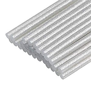 uxcell Mini Hot Glue Gun Sticks 4-inch x 0.27-inch for Glue Guns, Glitter Silver 30pcs
