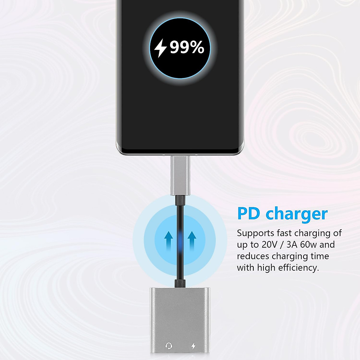 PEPPER JOBS USB-C to 3.5 mm Headphone Jack Adapter 2-in-1 USB-C to AUX Adapter with Fast Charging, Compatible with Samsung Galaxy S21 Series and More (C2PDA)