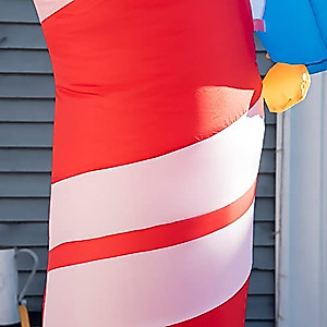 Outsunny 8ft Christmas Inflatables Outdoor Decorations Candy Cane Archway with Three Penguins and Gift Boxes, Blow-Up LED Yard Christmas Decor for Lawn Garden