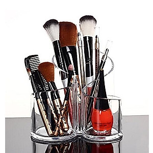 PuTwo Acrylic Makeup Brush Holder Desk Organizer Cosmetics Organizer Lipstick Organizer, Round, 370 Gram