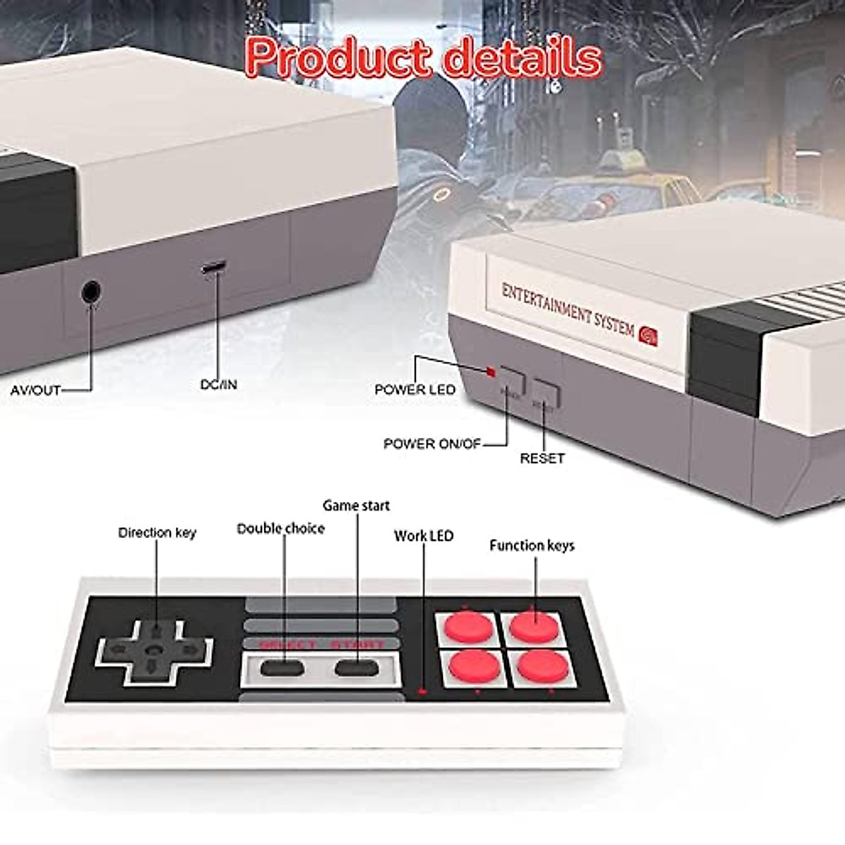 Retro Game Console, Mini Classic Game System with 2 Classic Wireless Controllers and Built-in 620 Games, RCA Output and HDMI HD Output Plug & Play Childhood Mini Classic Console, Birthday Gifts.